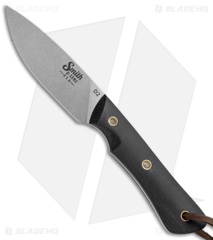 Smith & Sons Brave Fixed Blade Knife Black Micarta (3.25" Stonewash ...