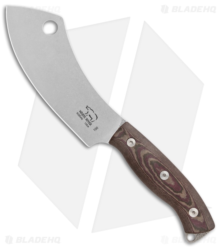 White River Camp Cleaver | Fixed Blade Knife | Black/Red Richlite