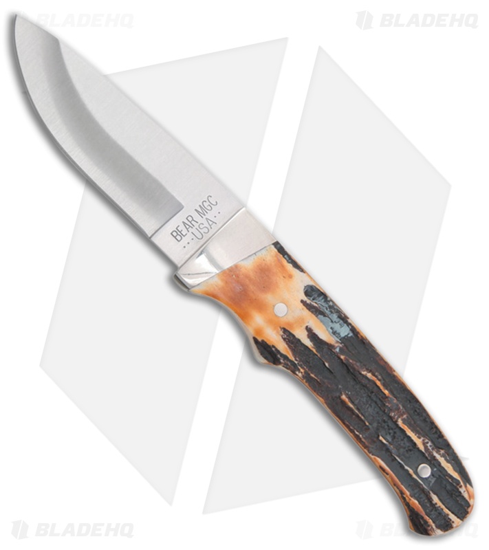 Pro Skinner Stag Bone Fixed Blade Knife (3.6" Satin) - Blade HQ
