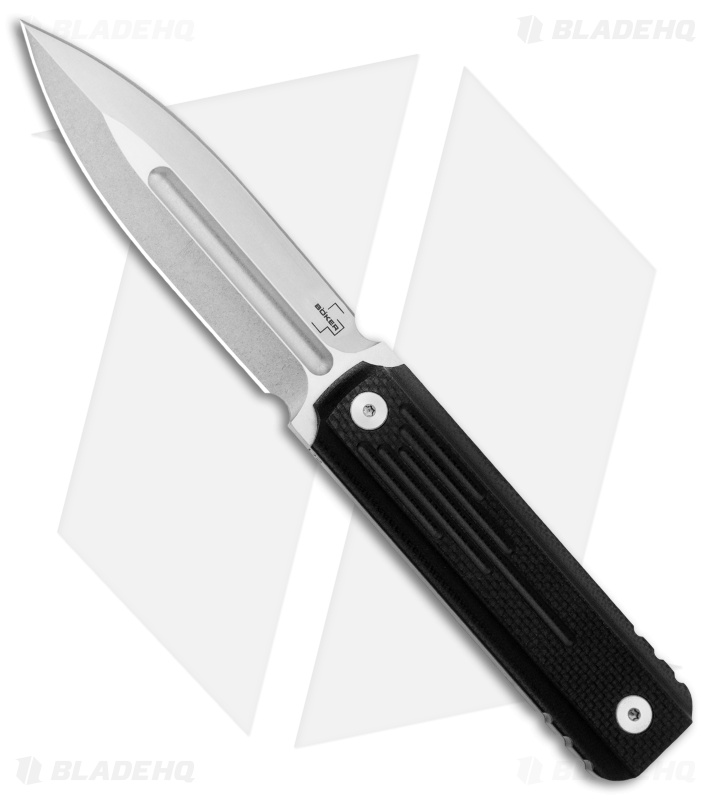 Boker Plus Omerta Dagger | Fixed Blade Knife | Black G-10 (3.9" SW)