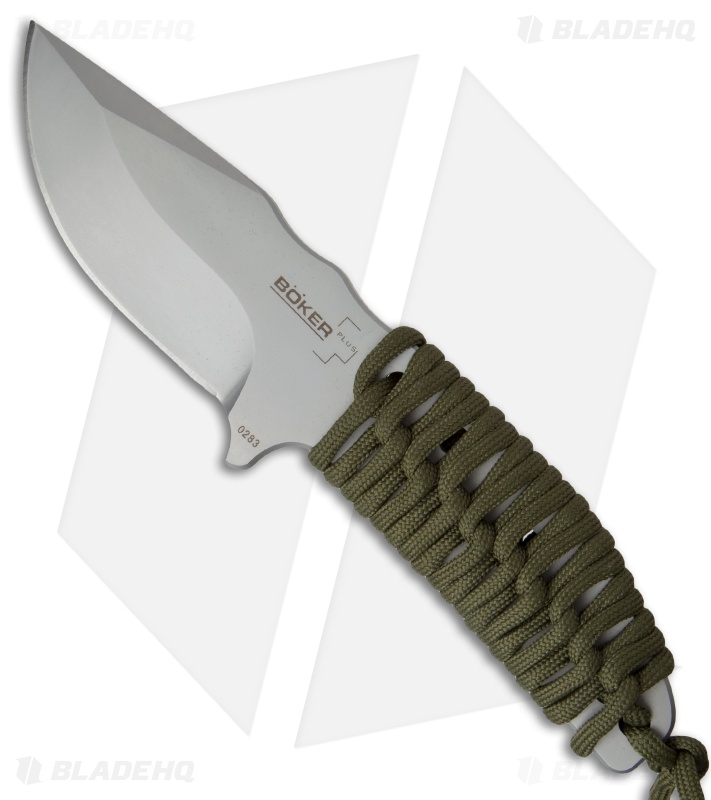 Boker Plus Prime Fixed Blade Knife Green Paracord (3.75" Bead Blast ...