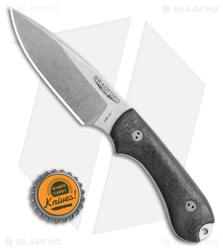 Bradford Guardian3 - Fixed Blade Knife | False Edge/Carbon Fiber/Stonewash