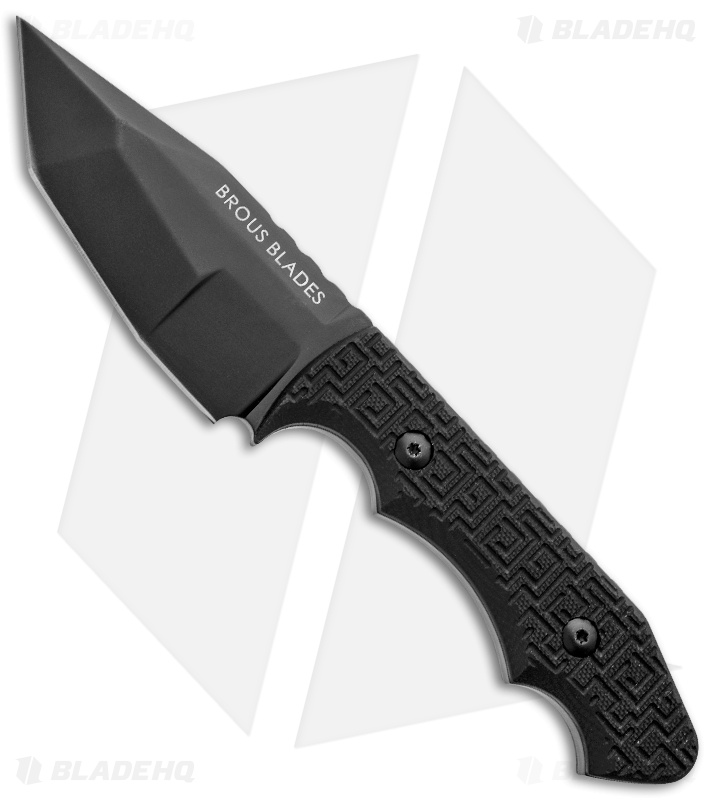 Brous Blades Tactical Triple Threat Knife Fixed Blade (3.6" Black Plain ...