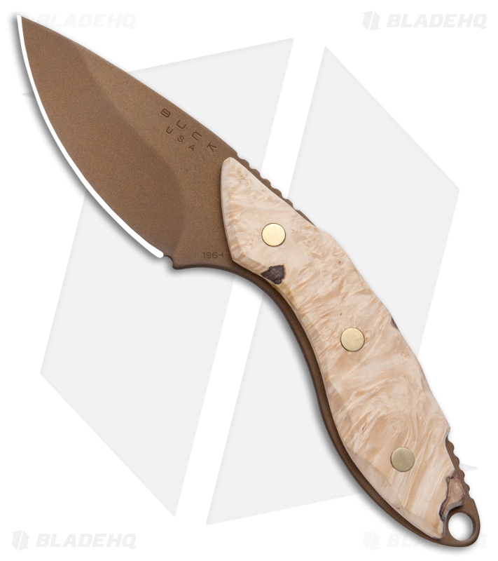 Buck Mini Alpha Hunter Fixed Blade Knife (2.5" Bronze) 0196BWSLE - Blade HQ
