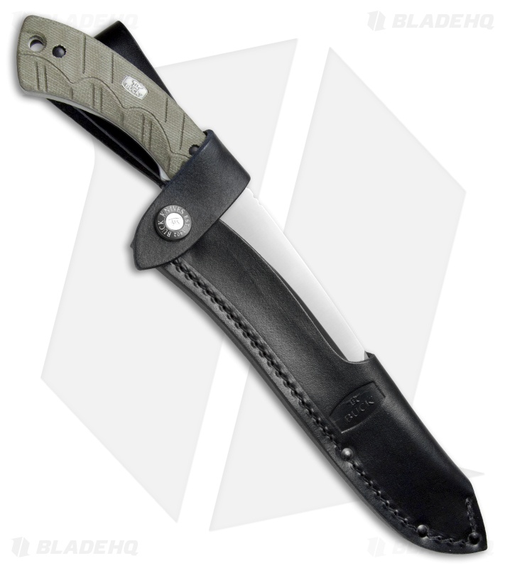 Buck 535 Open Season Moose Skinner Fixed Blade OD Green Micarta (8 ...
