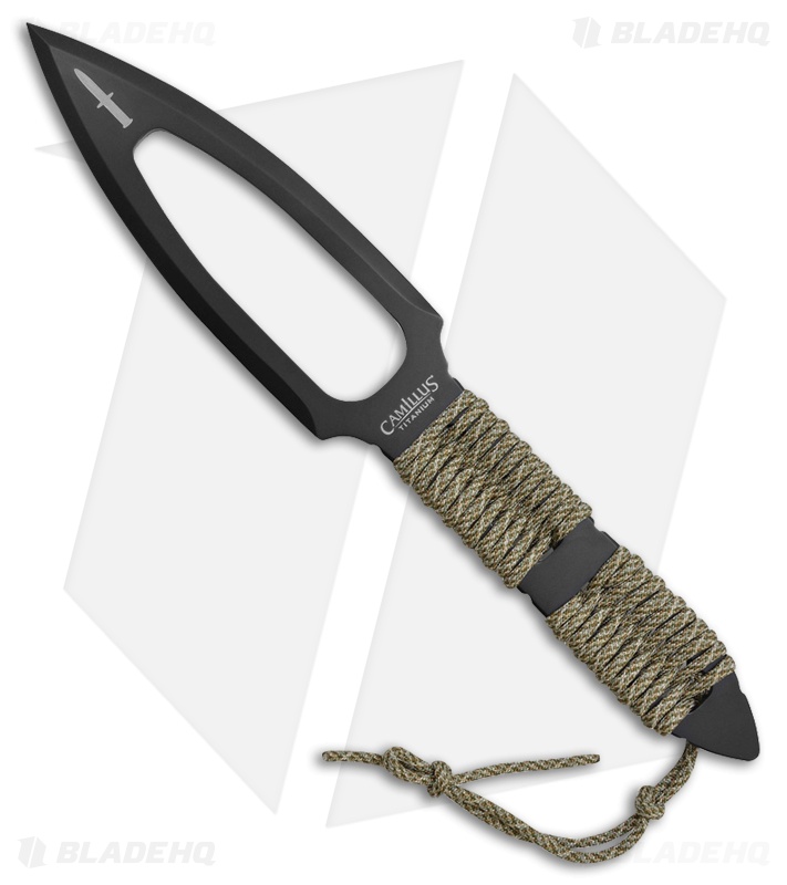 Camillus Goliath Fixed Blade Knife Tan Camo (6" Black) - Blade HQ