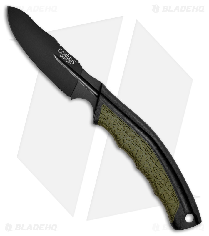 Camillus Titan BT Fixed Blade Knife Green FRN (3.75" Black) - Blade HQ
