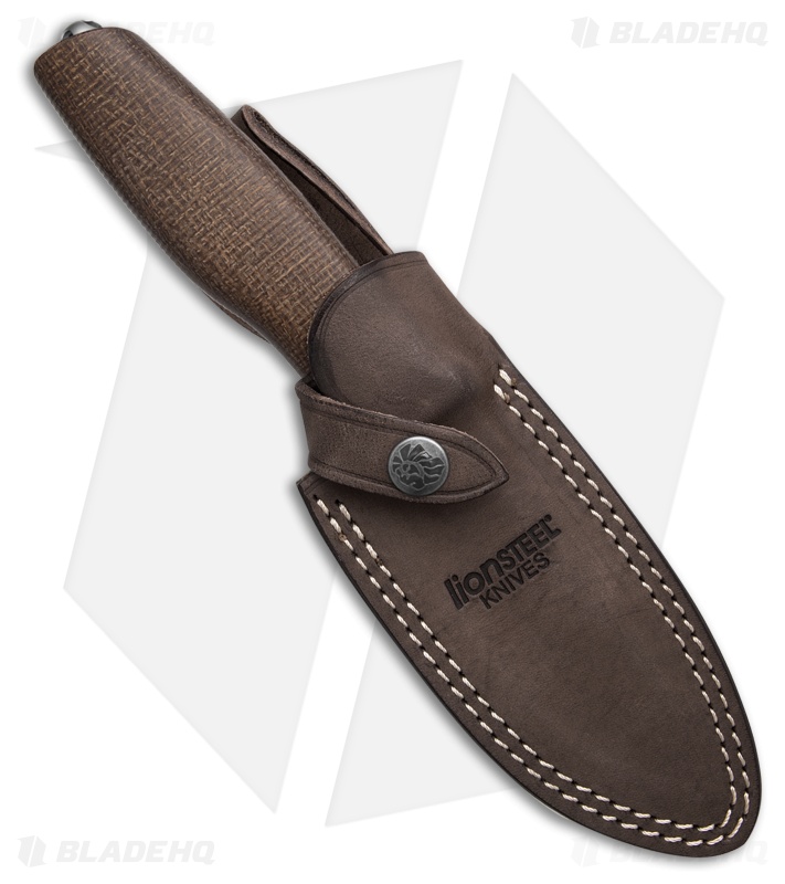 LionSTEEL ACHA Fixed Blade Natural Burlap Micarta Satin