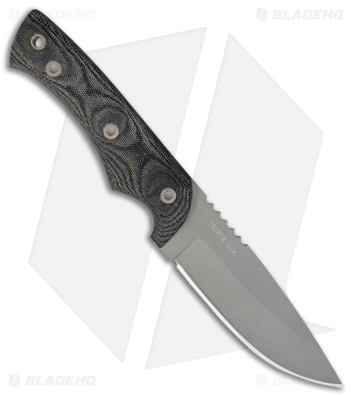 EnTrek Otter Fixed Blade Knife Black Micarta (4" Gray) - Blade HQ
