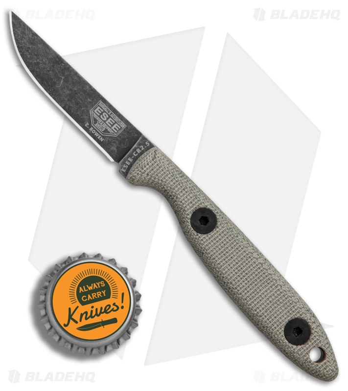 ESEE Camp-Lore Cody Rowen CR2.5 Bushcraft Fixed Blade Knife (2.5" Black ...