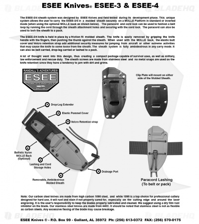 ESEE Knives ESEE-4P-CP-TG-B Clip Point Knife Black G-10 (4.5" Black ...