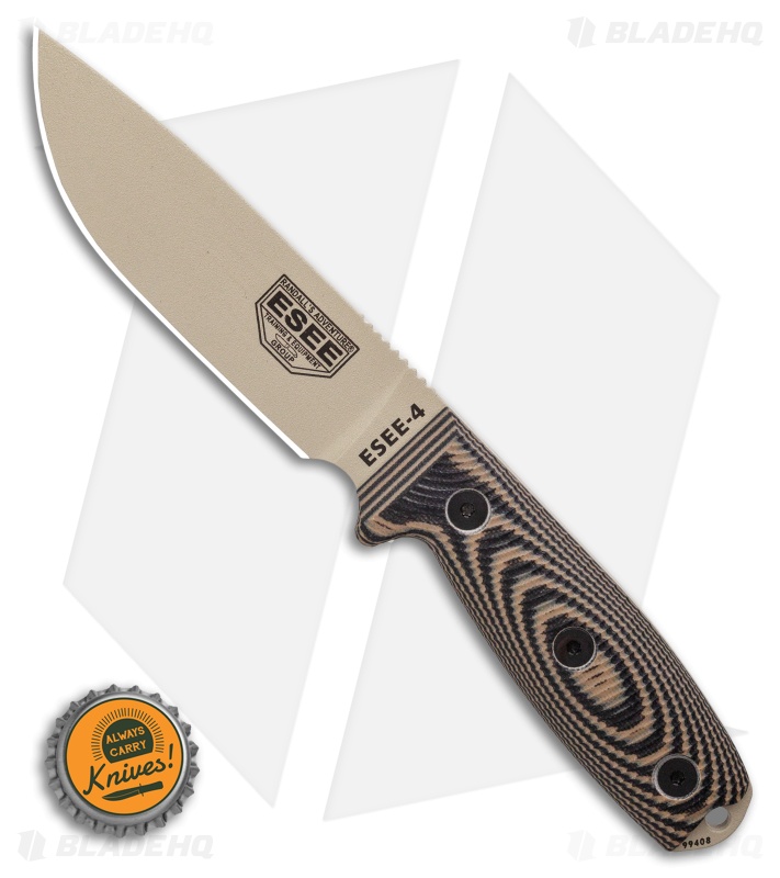 ESEE Knives ESEE-4PDT-005 Fixed Blade Knife Coyote/Black 3D G-10 (4.5 ...