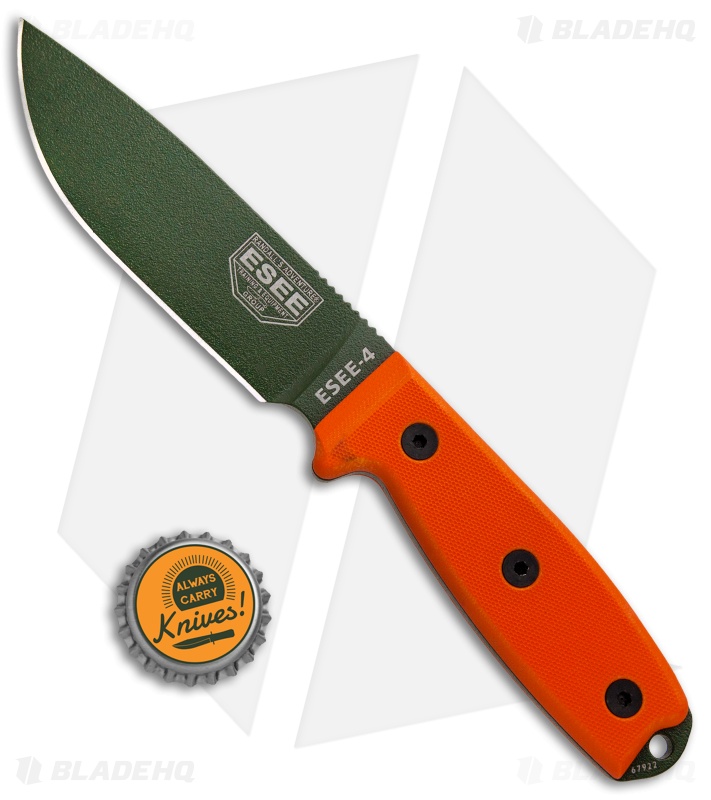 ESEE Knives ESEE-4P-OD Fixed Blade Knife (4.5" OD Green) - Blade HQ