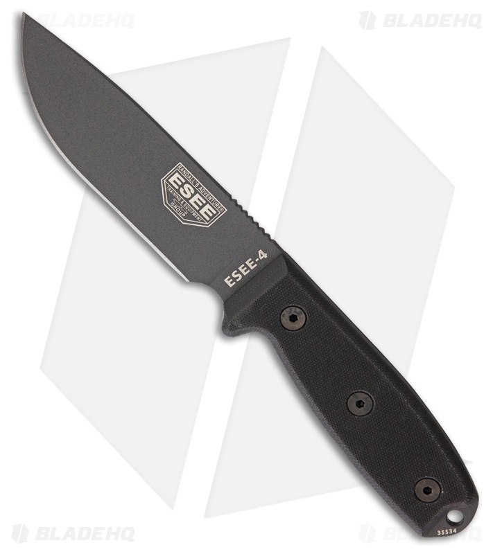 ESEE Knives ESEE-4P-TG-B Knife Black G-10 (4.5" Gray) - Blade HQ