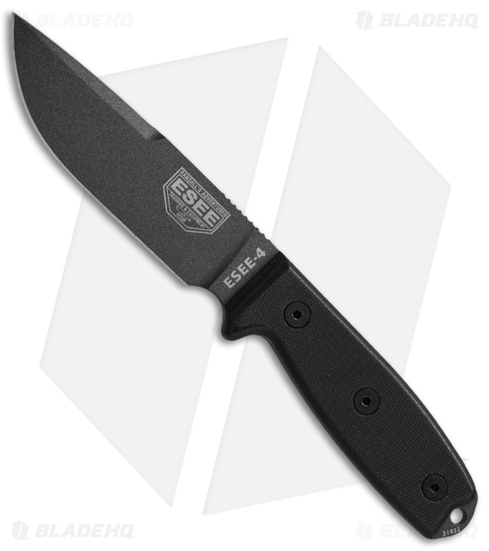 ESEE Knives ESEE-4P-CP-TG-B Clip Point Knife Black G-10 (4.5" Black ...