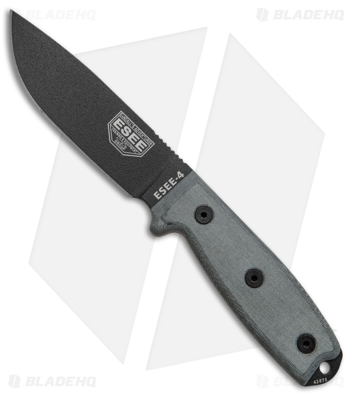 ESEE Knives ESEE-4P-B Fixed Blade Knife (4.5" Black) - Blade HQ
