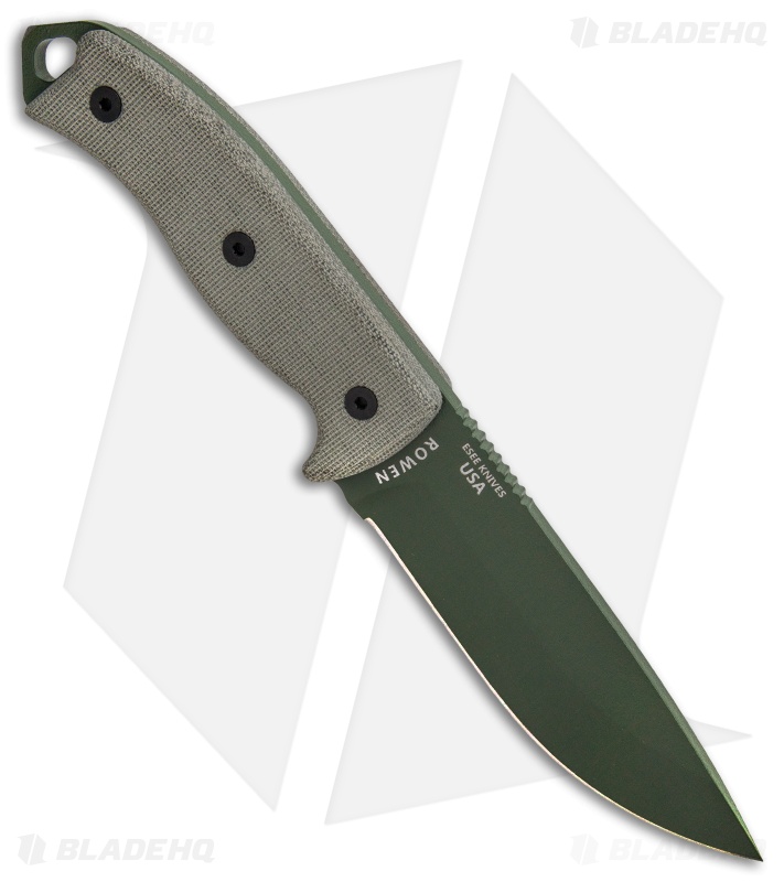 ESEE-5 Survival Fixed Blade Knife w/ Sheath (5.25" Green Plain) ESEE-5P ...
