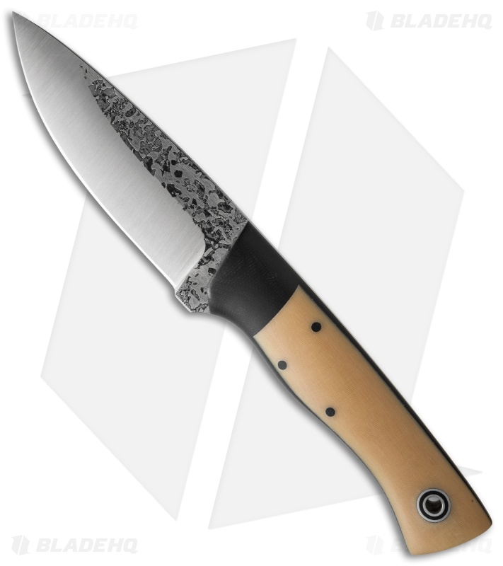Fiddleback Forge Hunter Knife Black/Antique Bone Micarta (4.5" Satin ...