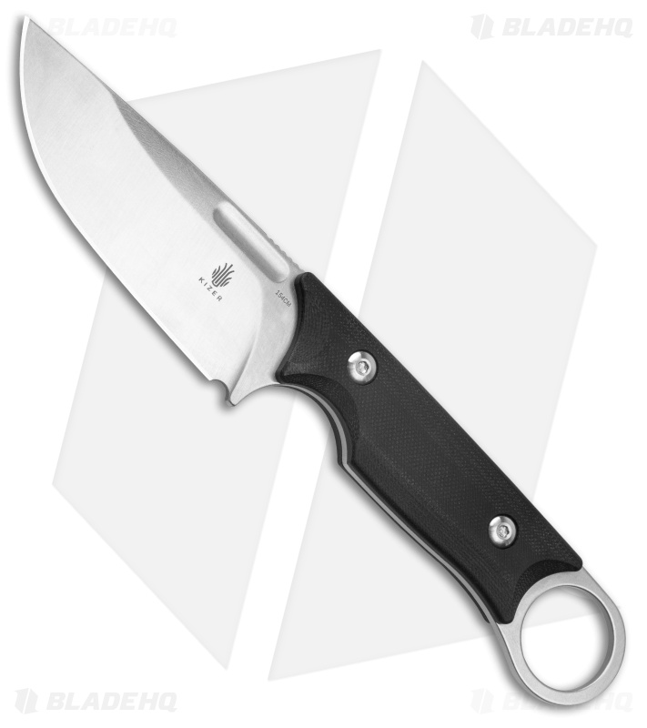 Kizer Cabox Fixed Blade Black G-10 Drop Point Satin D2