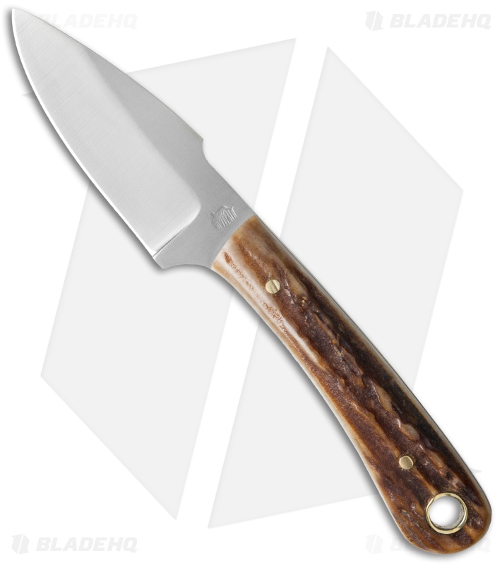 LT Wright Knives Great Plainsman Knife Stag + Lg Lanyard Hole (2.75 ...