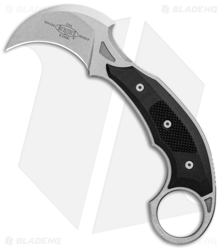 Microtech Bastinelli Iconic Karambit Fixed Blade Knife (Stonewash) 118 ...