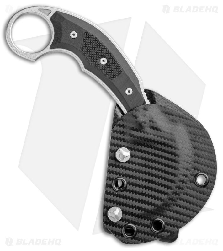 Microtech Bastinelli Iconic Left-Hand Karambit Fixed Blade (Stonewash) 118-10L - Blade HQ