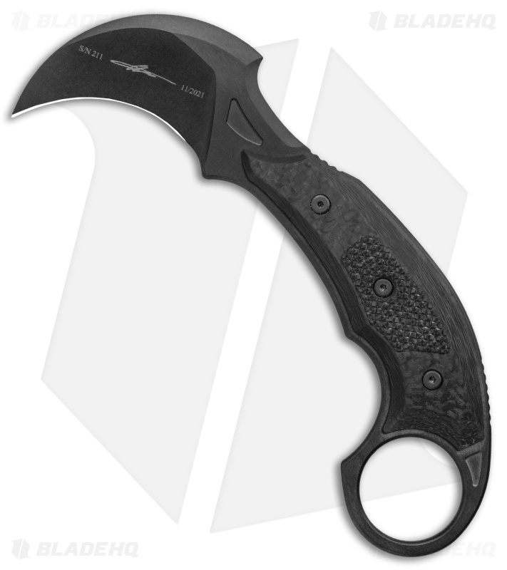 Microtech Bastinelli Signature Iconic Karambit Fixed Blade Knife CF (Black) - Blade HQ