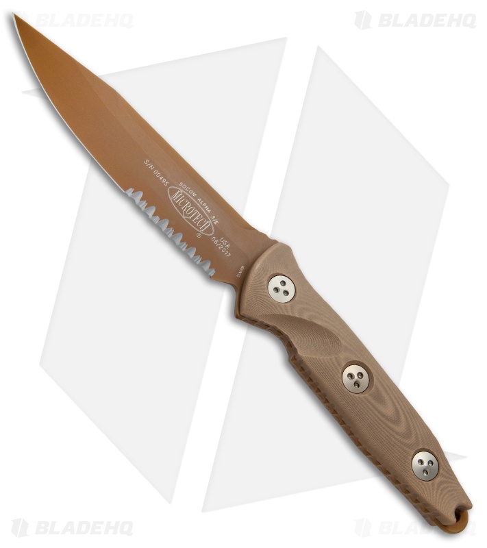 Microtech Socom Alpha Fixed Blade Knife Tan G-10 (5" Tan Serr) 113 ...