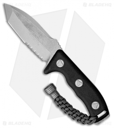 Microtech Currahee Tanto Fixed Blade Knife (4.5" Stonewash Serr) - Blade HQ