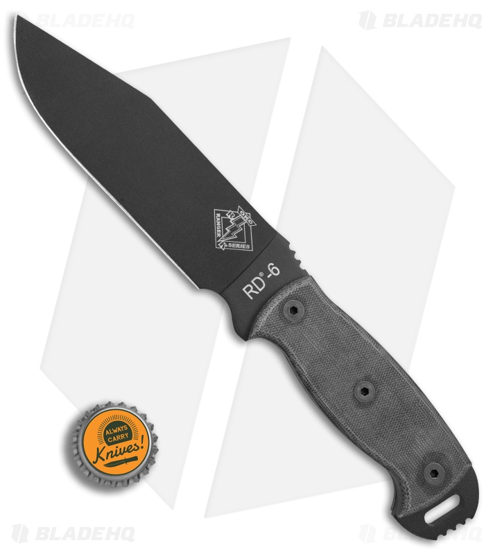 Ontario OKC Ranger RD-6 Fixed Blade Knife Black Micarta (6.6" Black ...