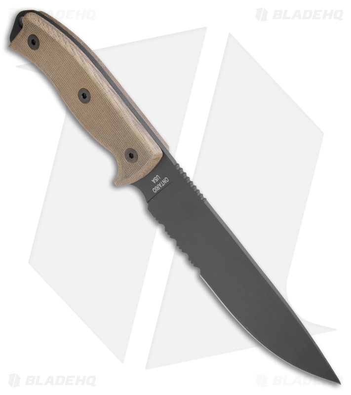 Ontario OKC RAT-7 Fixed Blade Knife (7" Black Serr) - Blade HQ