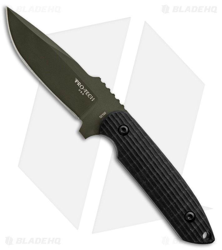 Pro-Tech Rockeye Fixed Blade Knife Black G-10 (4" Green) LG304 - Blade HQ