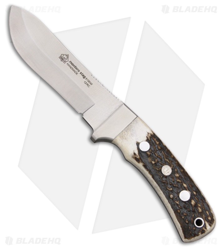 Puma IP Montero Fixed Blade Knife Genuine Stag (4.625" Satin) 810049 ...