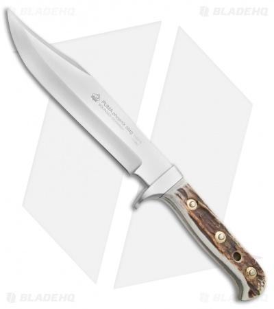 Puma Phoenix Bowie Fixed Blade Knife Stag (8" Satin) 116376 - Blade HQ