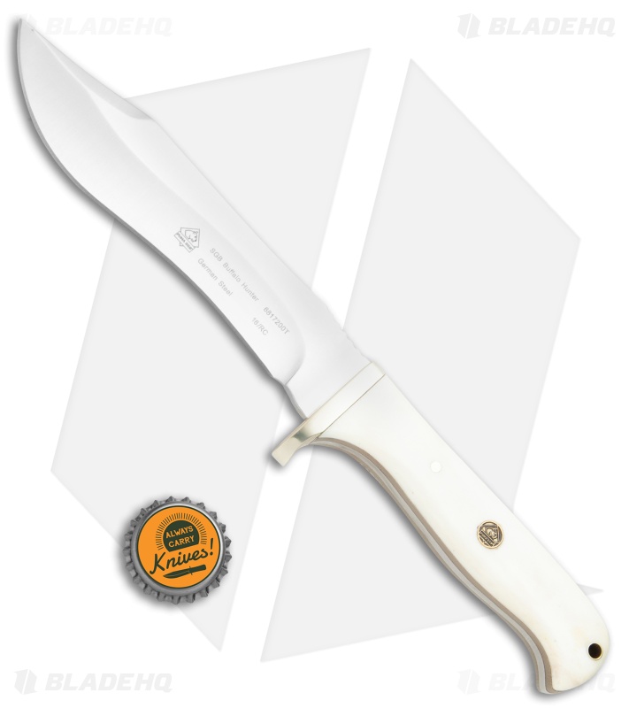 Puma SGB Buffalo Hunter Fixed Blade Knife White Bone (5.625" Satin ...