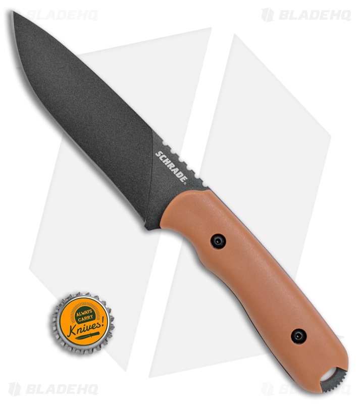 Schrade Frontier Fixed Blade Knife Brown Grivory (5" Black SW) SCHF42D ...
