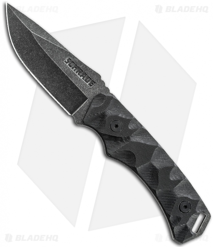 Schrade SCHF14 Modified Drop Point Fixed Blade Knife (3.4" Black SW ...