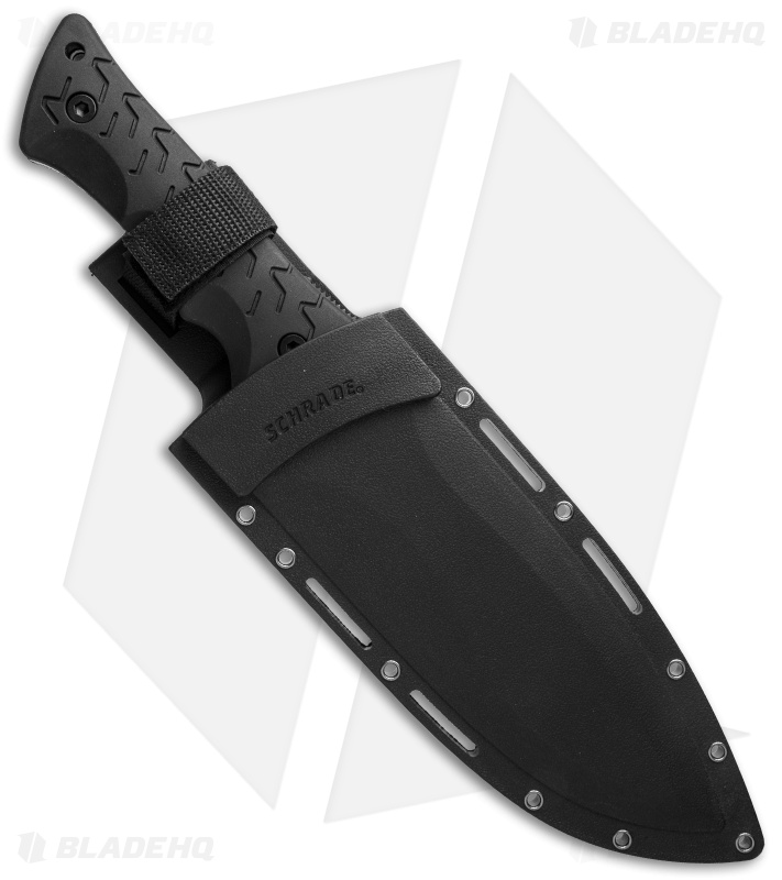 Schrade Fixed Blade Knife Large Black TPE (8" Titanium Plain) SCHF28 ...