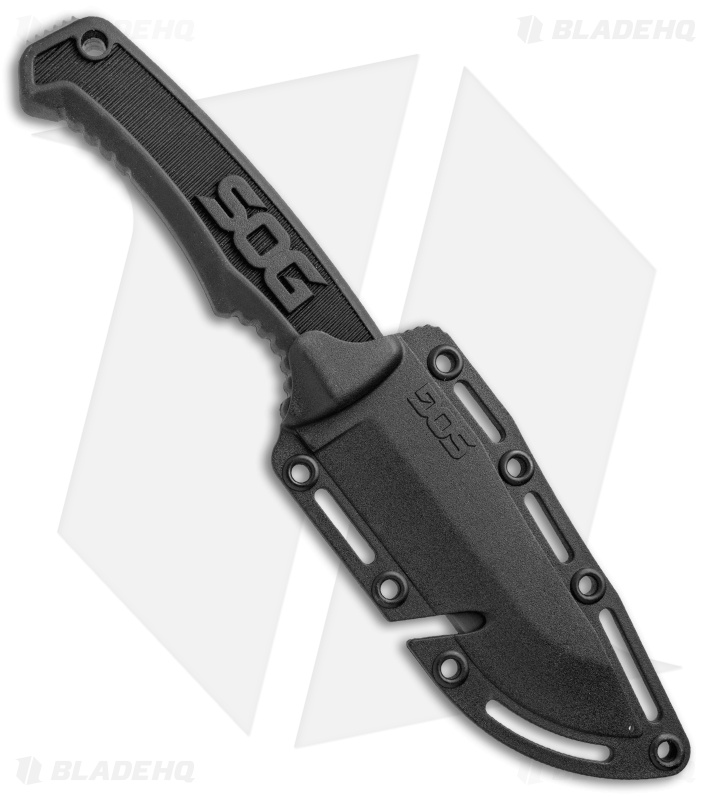 SOG Field Fixed Blade Knife Black Rubber (4" Satin) - Blade HQ