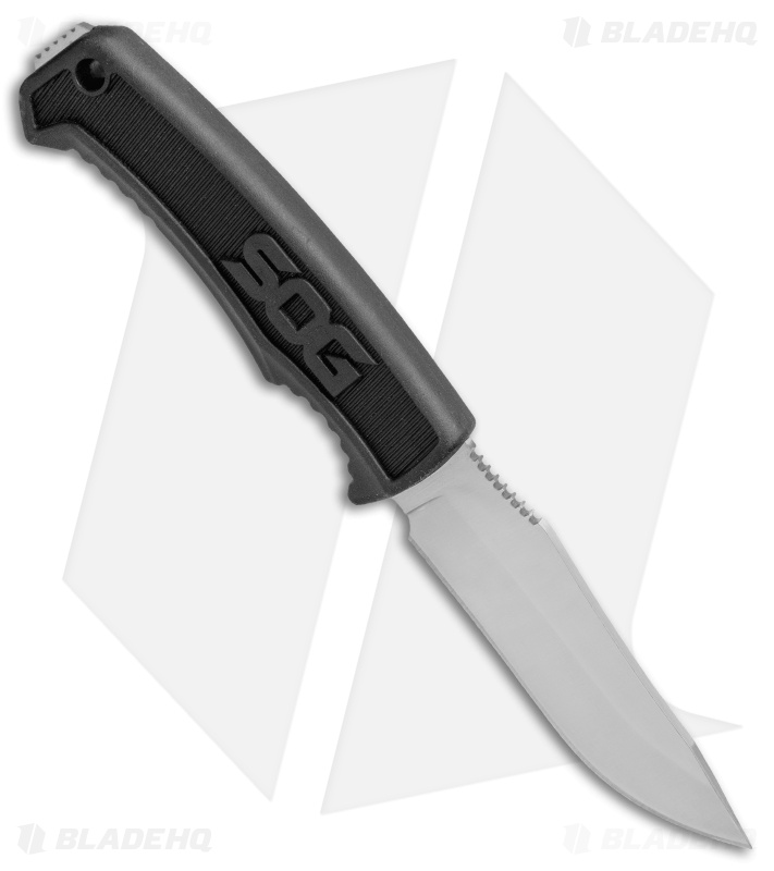 SOG Field Fixed Blade Knife Black Rubber (4" Satin) - Blade HQ