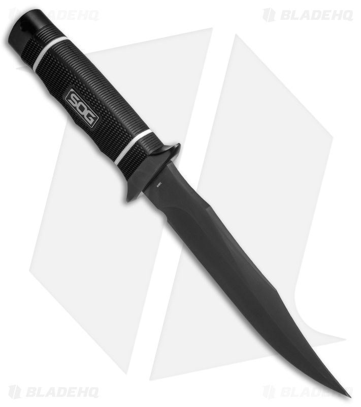 SOG Tech Bowie Fixed Blade Knife (6.4" Black) S10B - Blade HQ