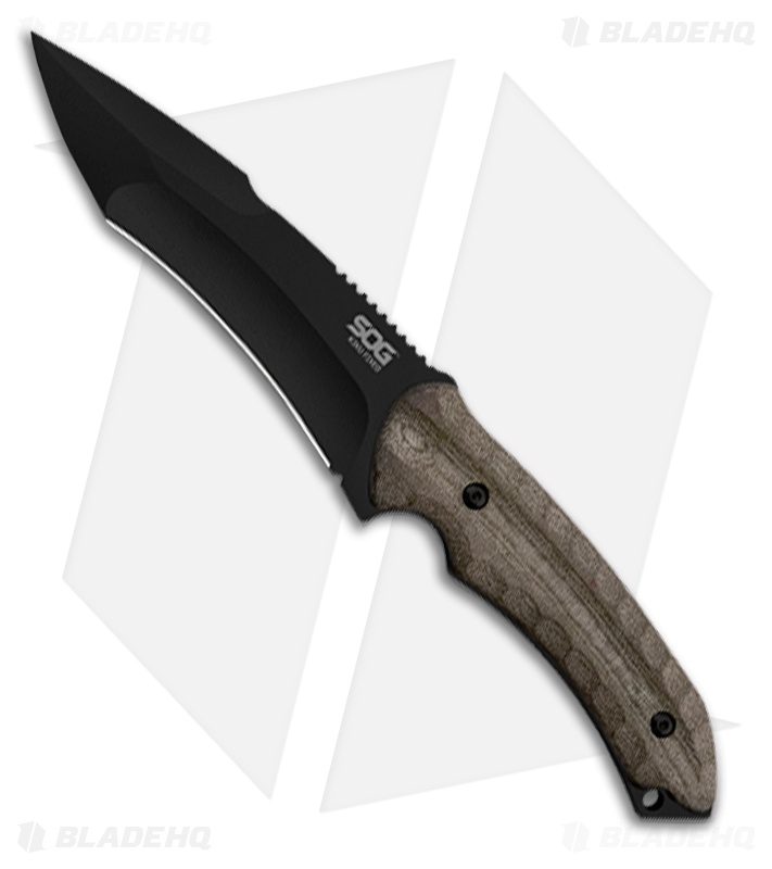 SOG Kiku Small Fixed Blade Knife (4.90" Black Plain) KU-2002 - Blade HQ