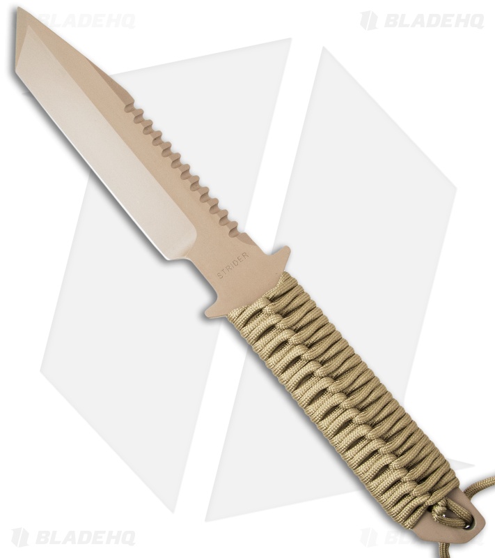 Strider BT Fixed Blade Knife Coyote Paracord (6.25" Tan) - Blade HQ