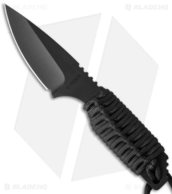 Strider Knives PR Spear Point Fixed Blade Black Cord (3" Black Cerakote ...
