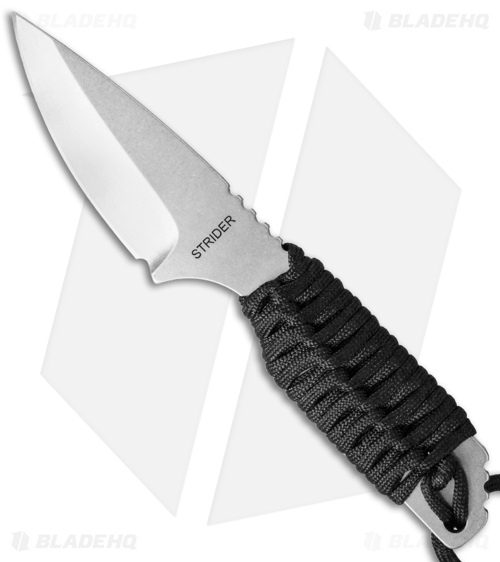 Strider Knives SA Spear Point Fixed Blade Black Cord (3" Stonewash ...