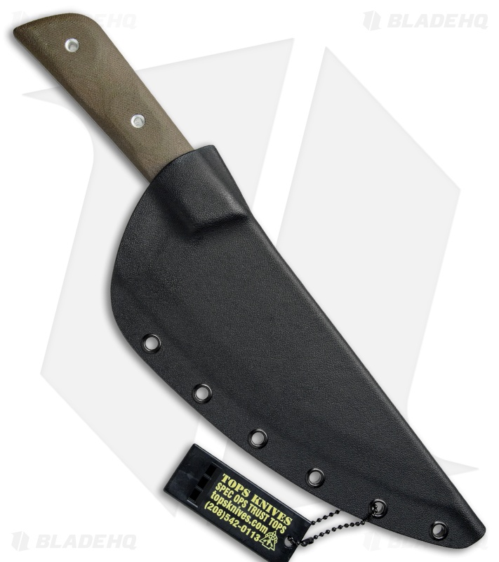 TOPS Knives Frog Market Special XL Knife Green Micarta (7.5" Black ...