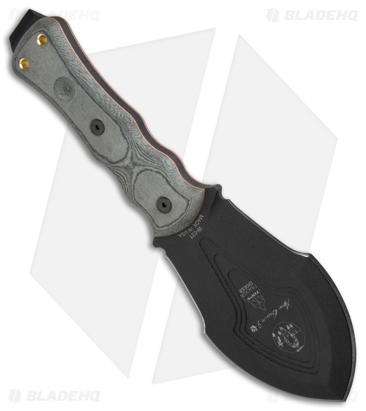 TOPS Knives Tracker Digger Fixed Blade Knife Black Micarta (4.75" Black ...