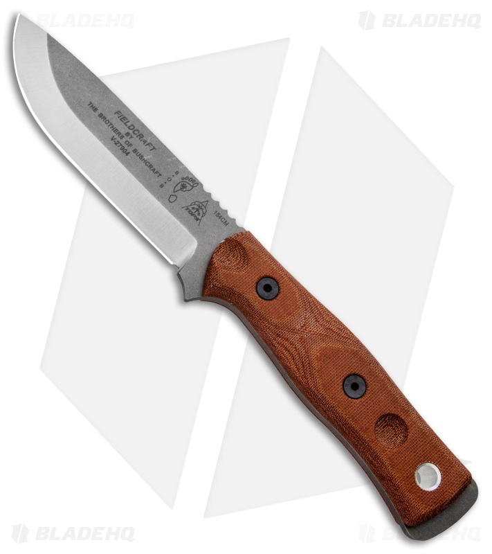 TOPS Knives BOB Fieldcraft Knife Coyote Tan Canvas Micarta (4.625" Gray ...
