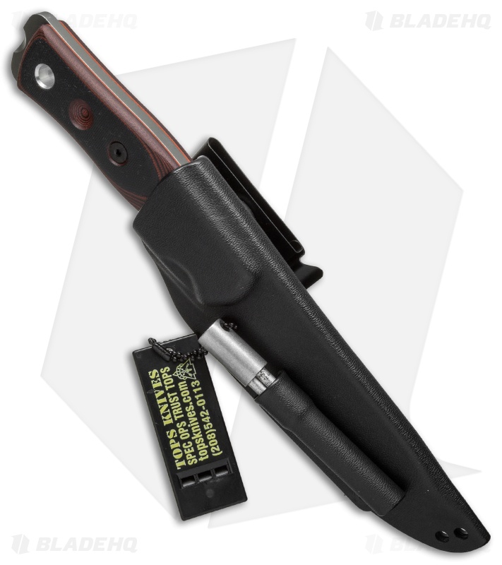 TOPS Knives BOB Fieldcraft Knife Black/Red G-10 (4.625" Gray) - Blade HQ