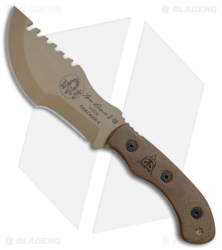 TOPS Knives Mini Tom Brown Tracker #4 Fixed Blade Knife (3.5" Coyote ...